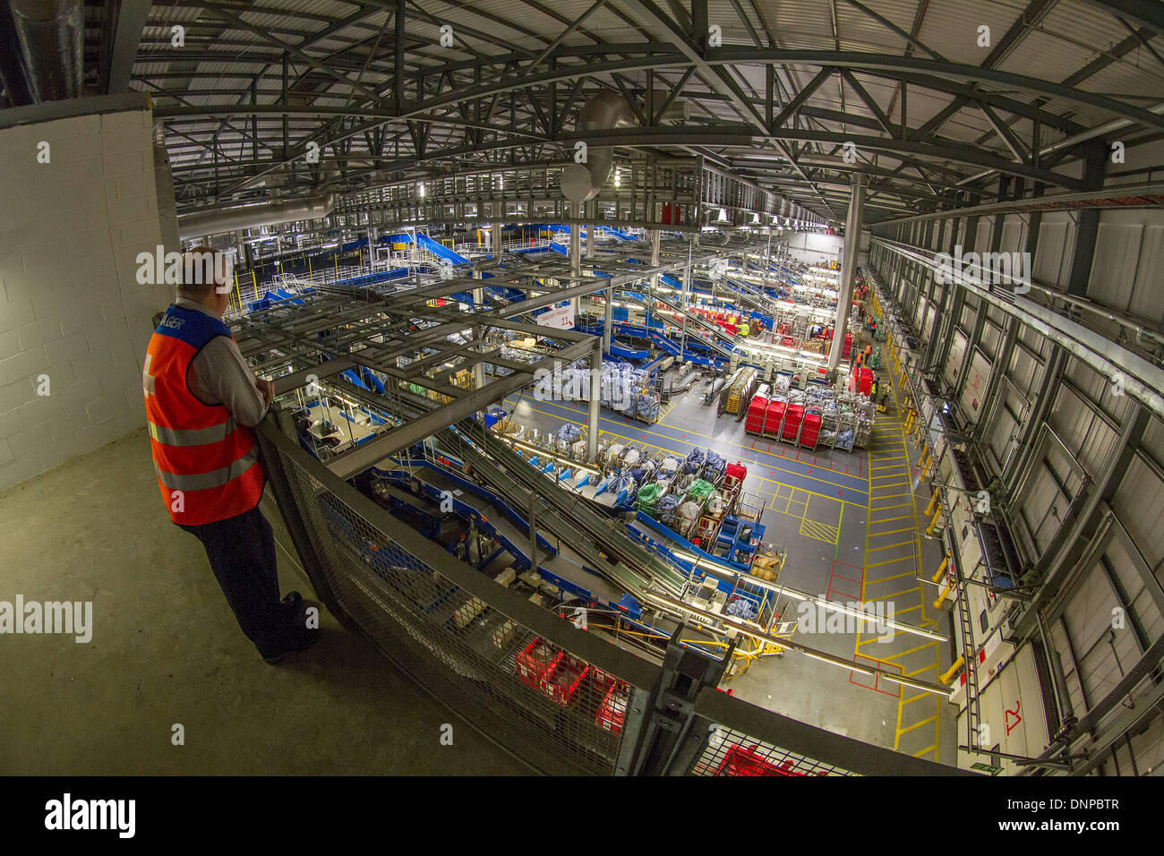 Interior view of the Royal Mail's Worldwide Distribution Centre near ...