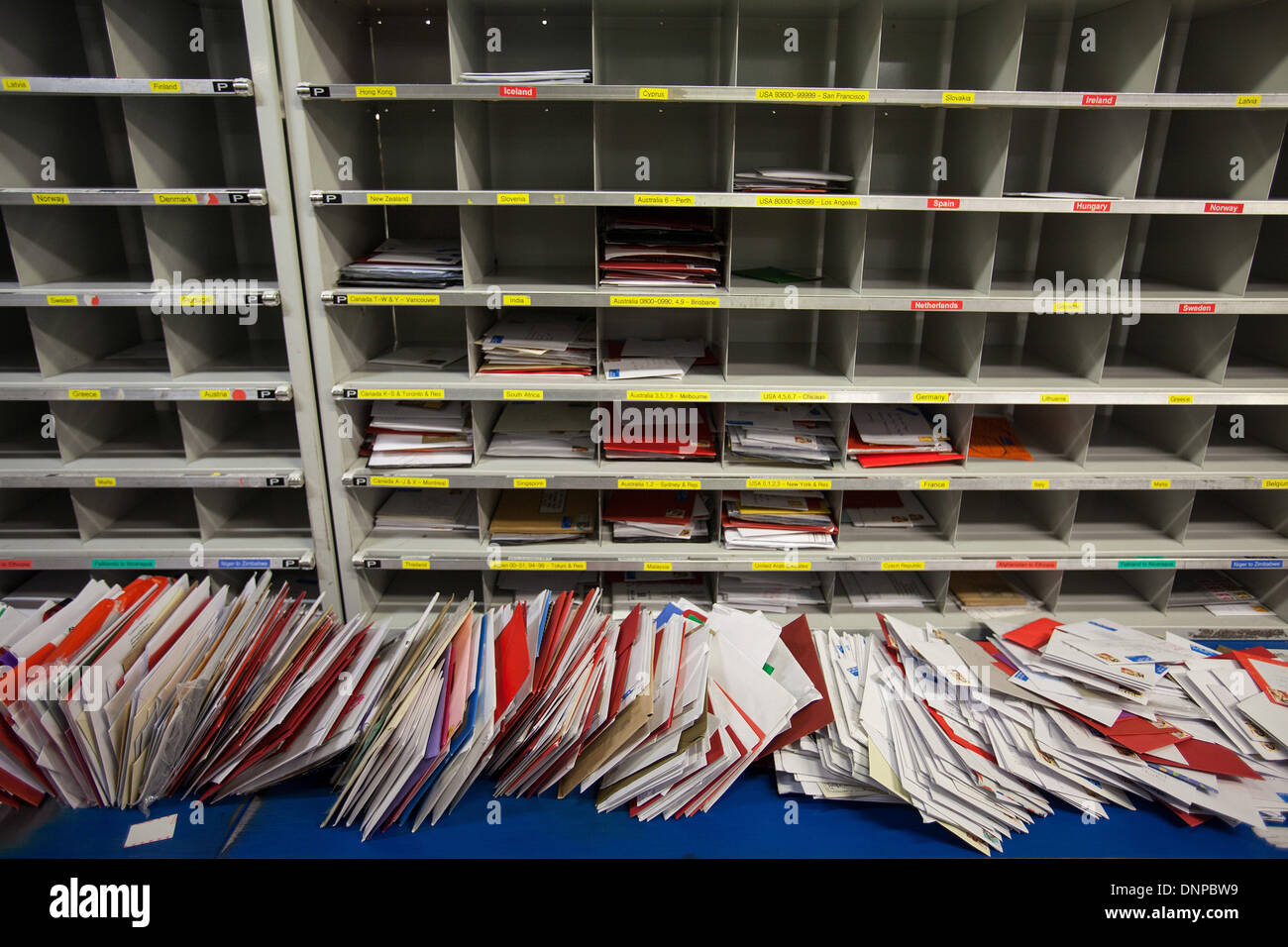 Interior view of the Royal Mail's Worldwide Distribution Centre near ...