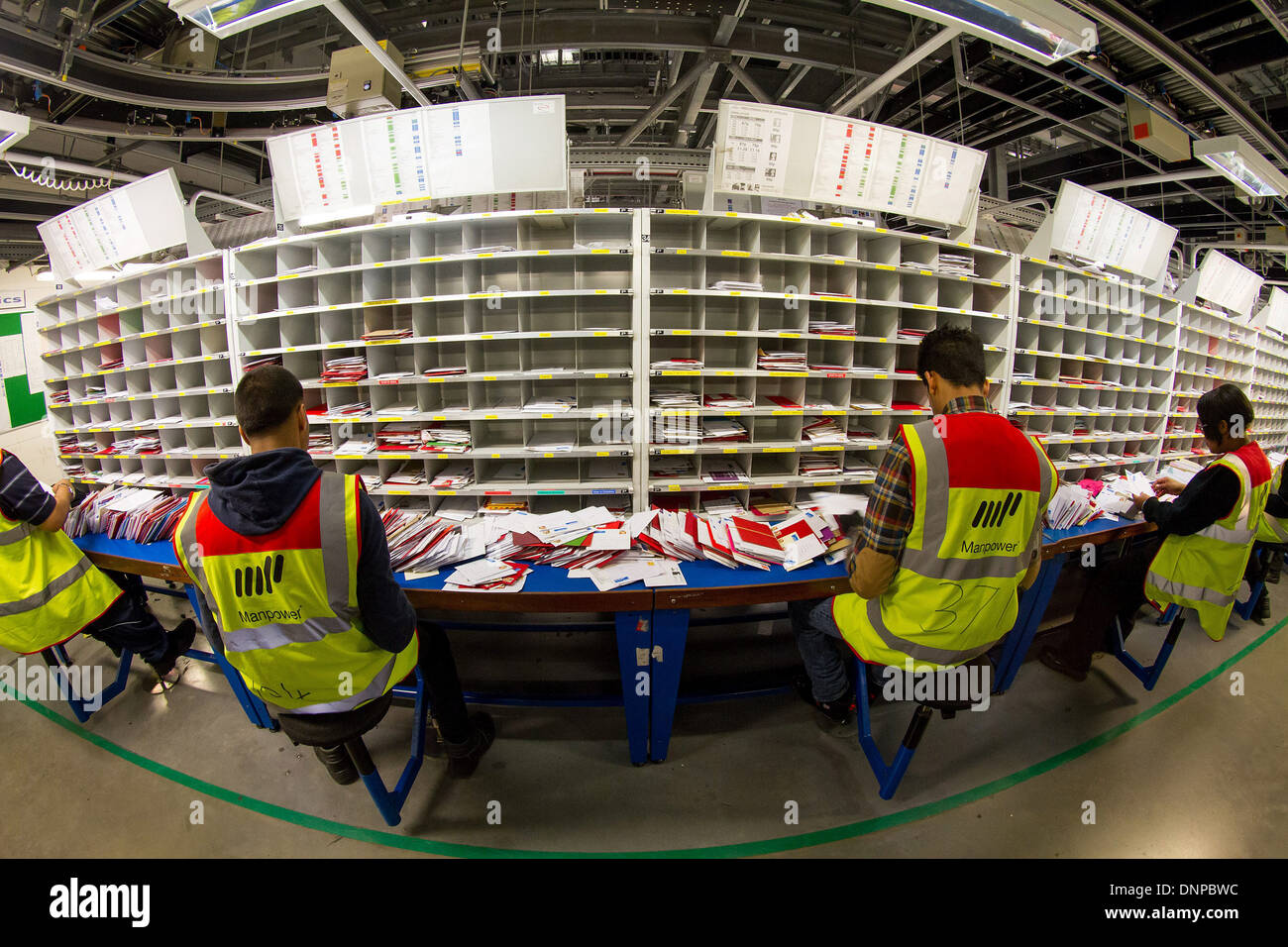 Interior view of the Royal Mail's Worldwide Distribution Centre near ...