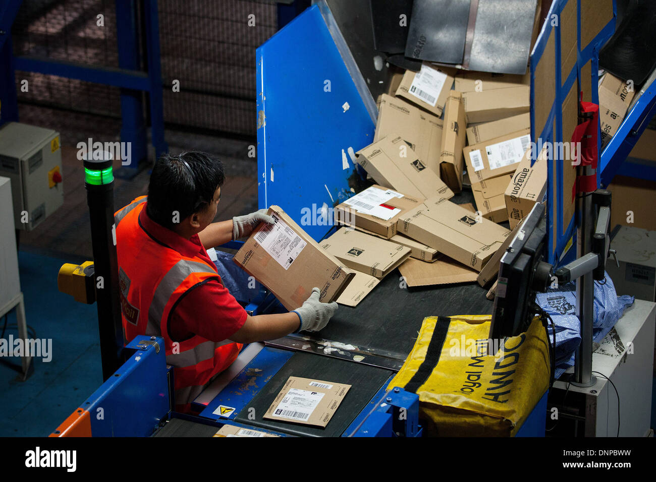 Interior view of the Royal Mail's Worldwide Distribution Centre near ...