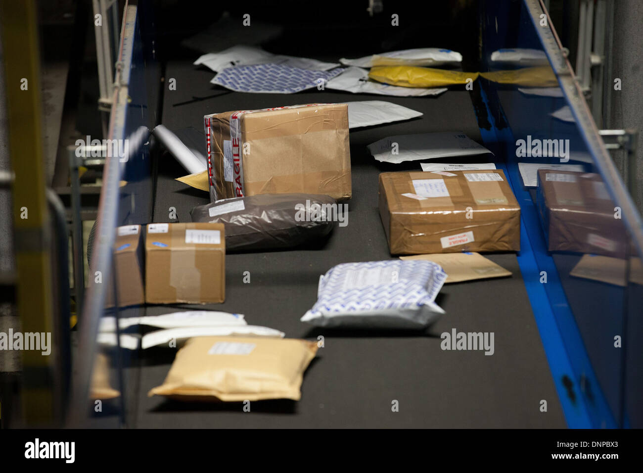 Interior view of the Royal Mail's Worldwide Distribution Centre near ...