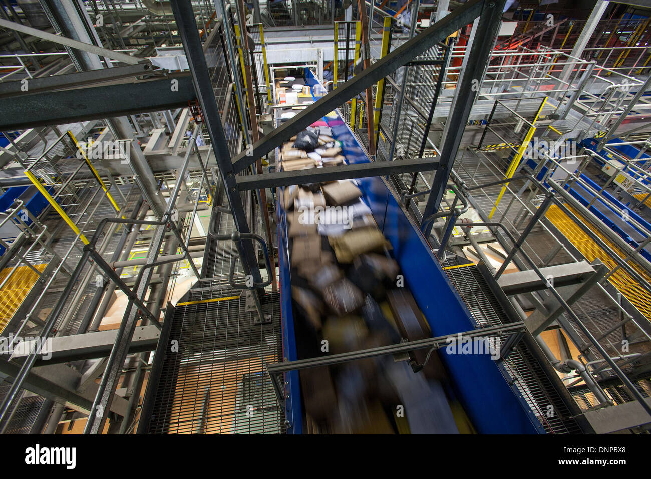 Interior view of the Royal Mail's Worldwide Distribution Centre near ...