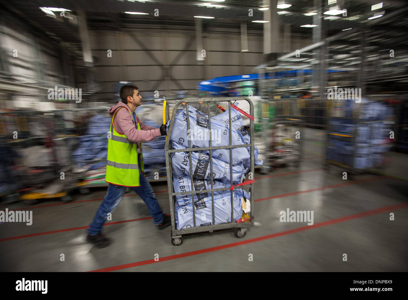 Interior view of the Royal Mail's Worldwide Distribution Centre near ...