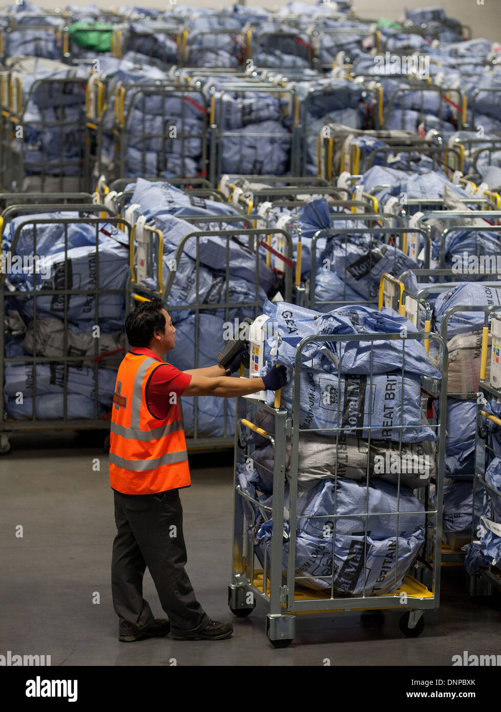 Interior view of the Royal Mail's Worldwide Distribution Centre near ...