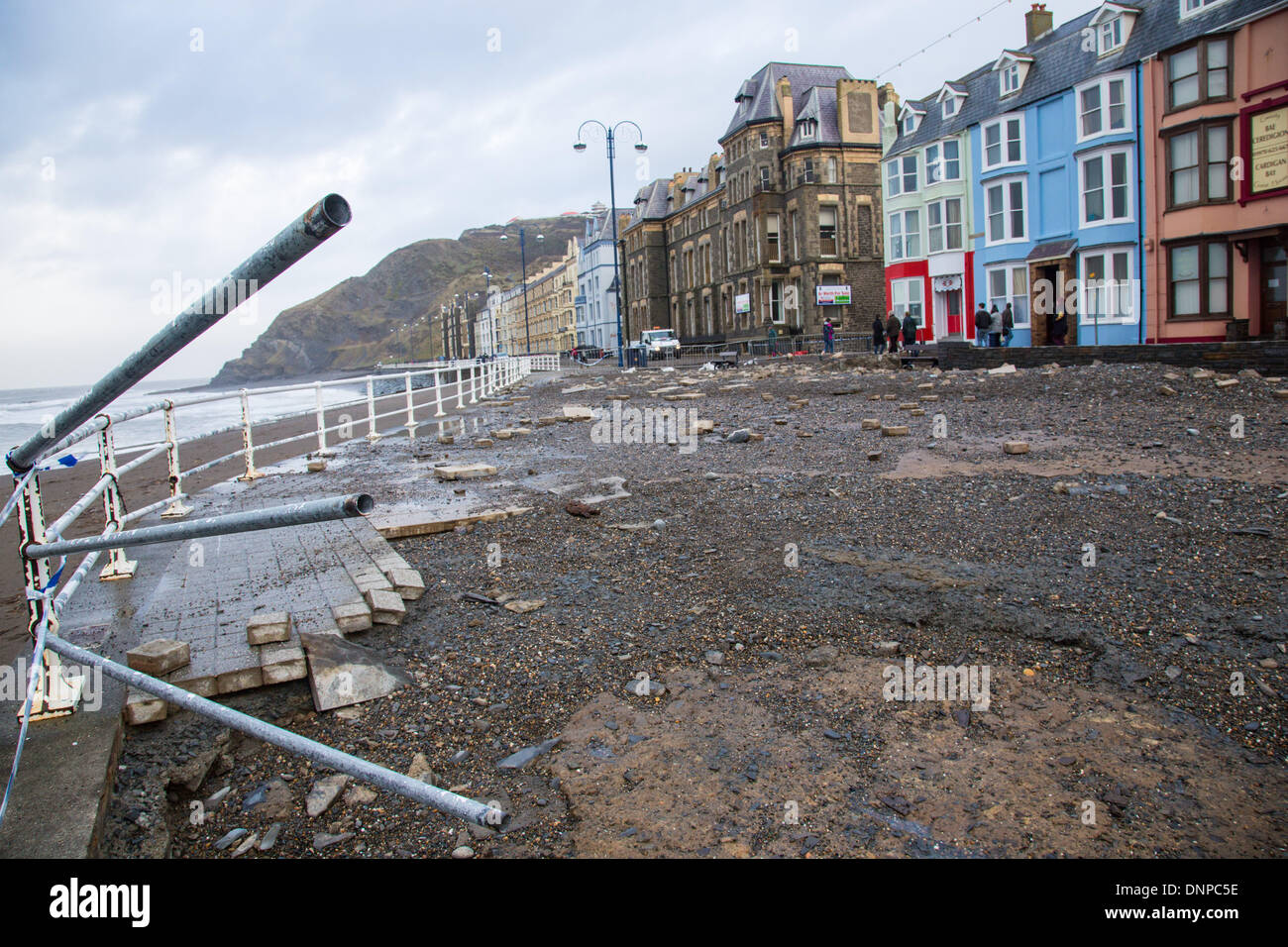 Aberystwyth storm seafront 2014 hi-res stock photography and images - Alamy