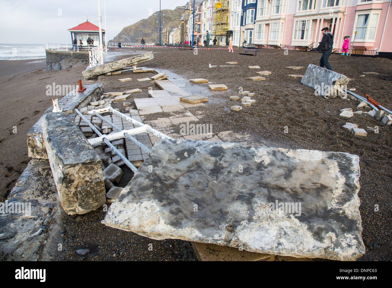 Aberystwyth storm seafront 2014 hi-res stock photography and images - Alamy