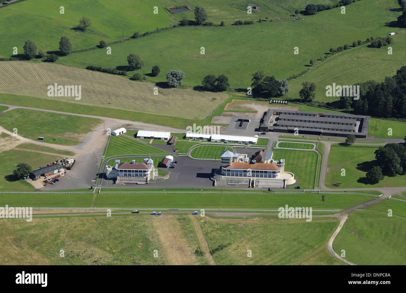 Overview of the Grandstand, and Paddock area of Towcester Racecourse ...