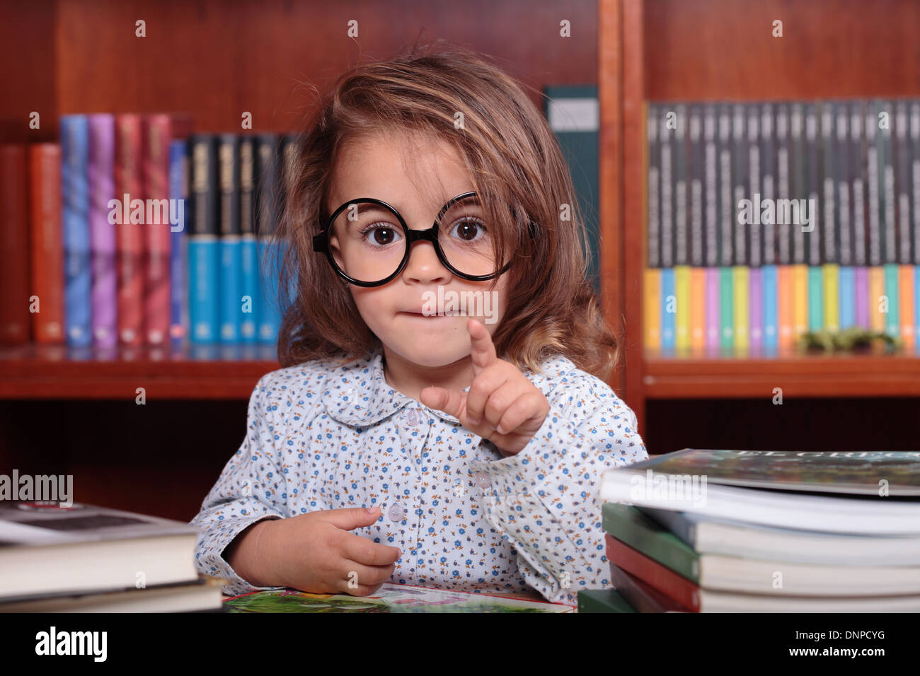 beautiful caucasian girl in the library Stock Photo - Alamy