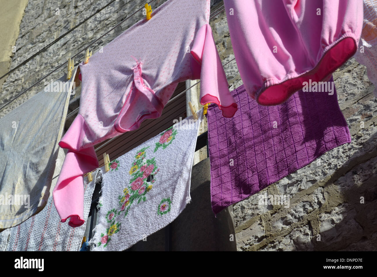 White washing hanging outside hi-res stock photography and images - Alamy
