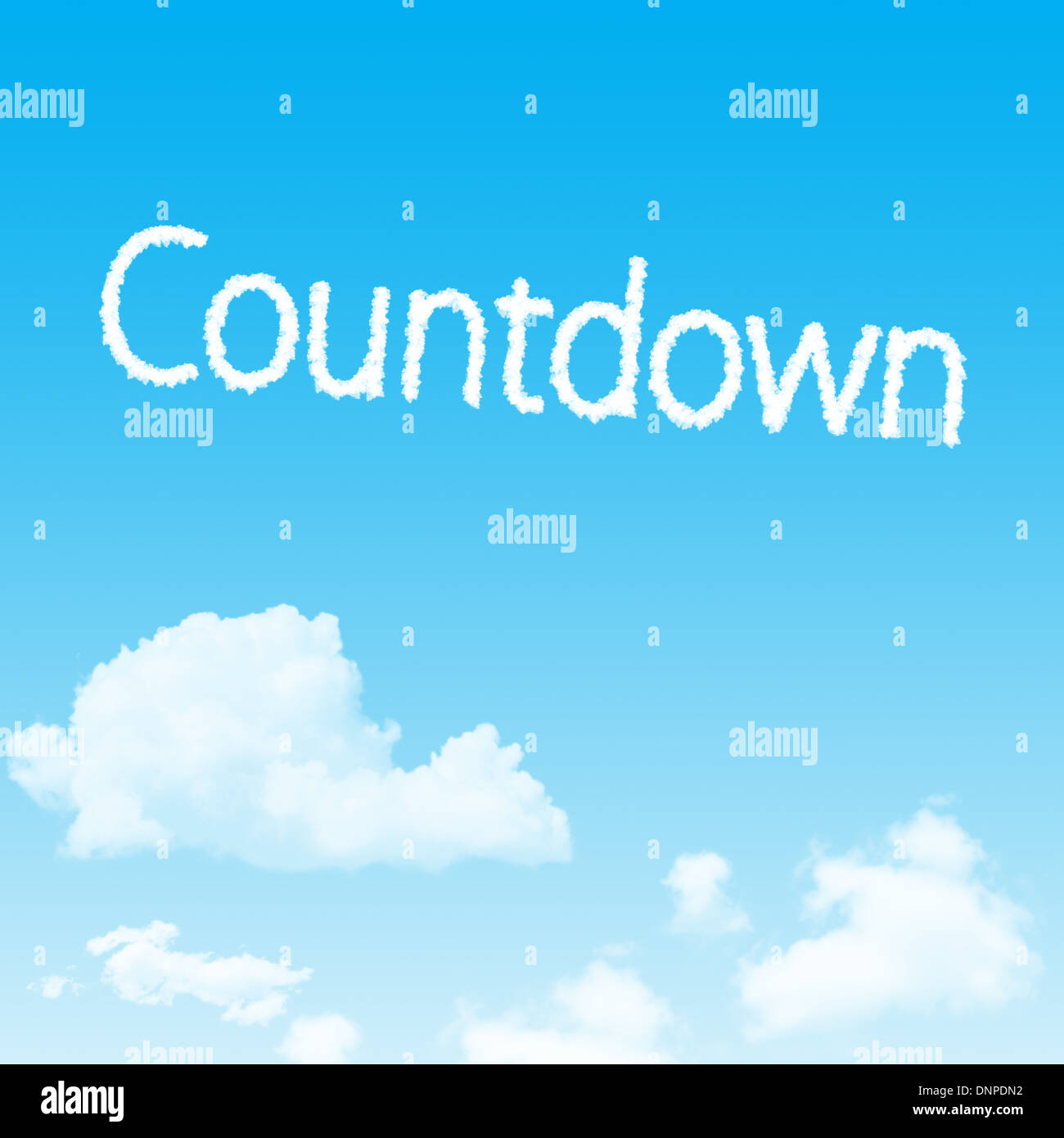 Countdown cloud icon with design on blue sky background Stock Photo - Alamy