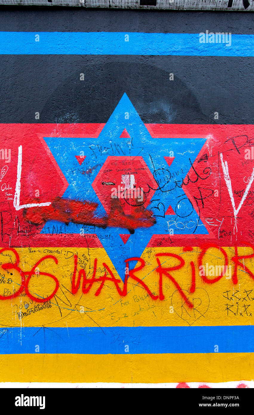 06/12/2013 Star of David on the German flag painted mural on section of ...