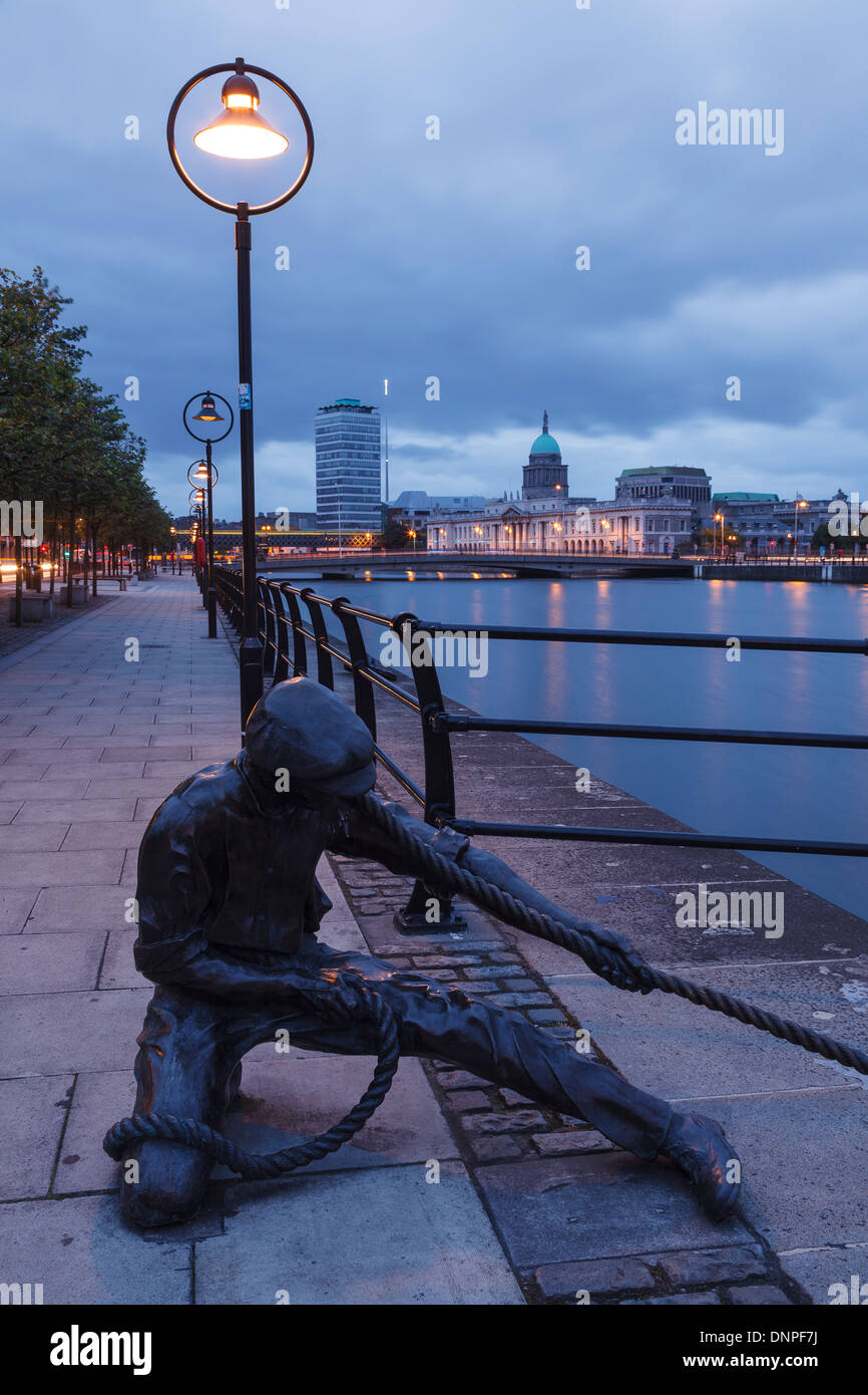The Linesman statue, Liffery river, Dublin, Ireland, Europe Stock Photo ...