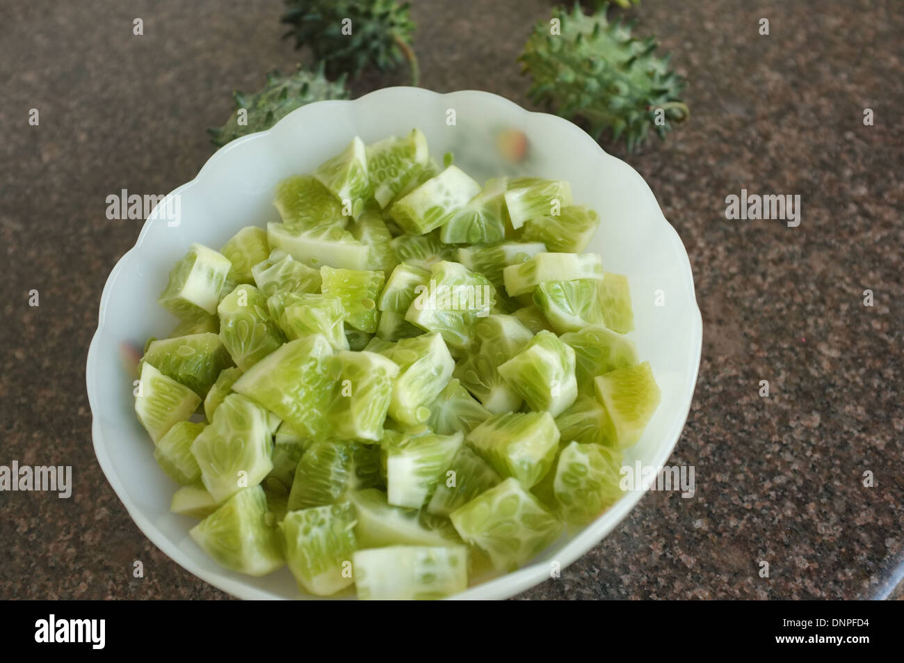 Wild cucumber, chopped Stock Photo - Alamy