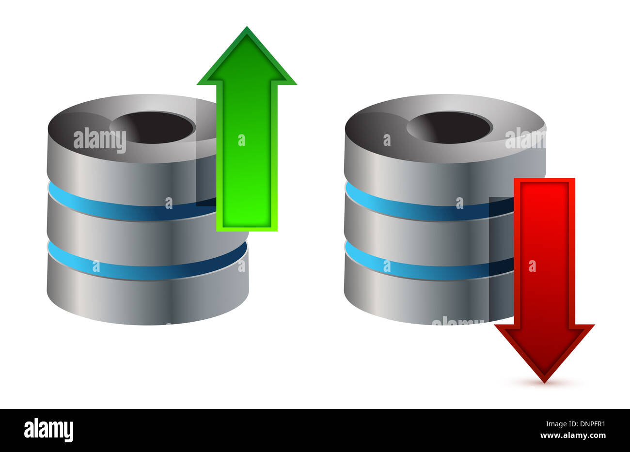 Computer Database with Upload and Download Arrows illustration design ...