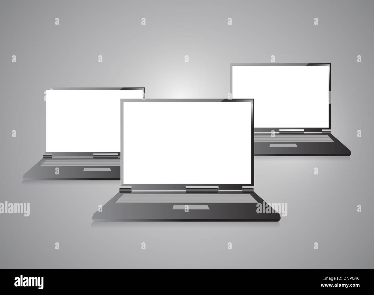 Laptops with blank screen isolated on grey Stock Photo - Alamy