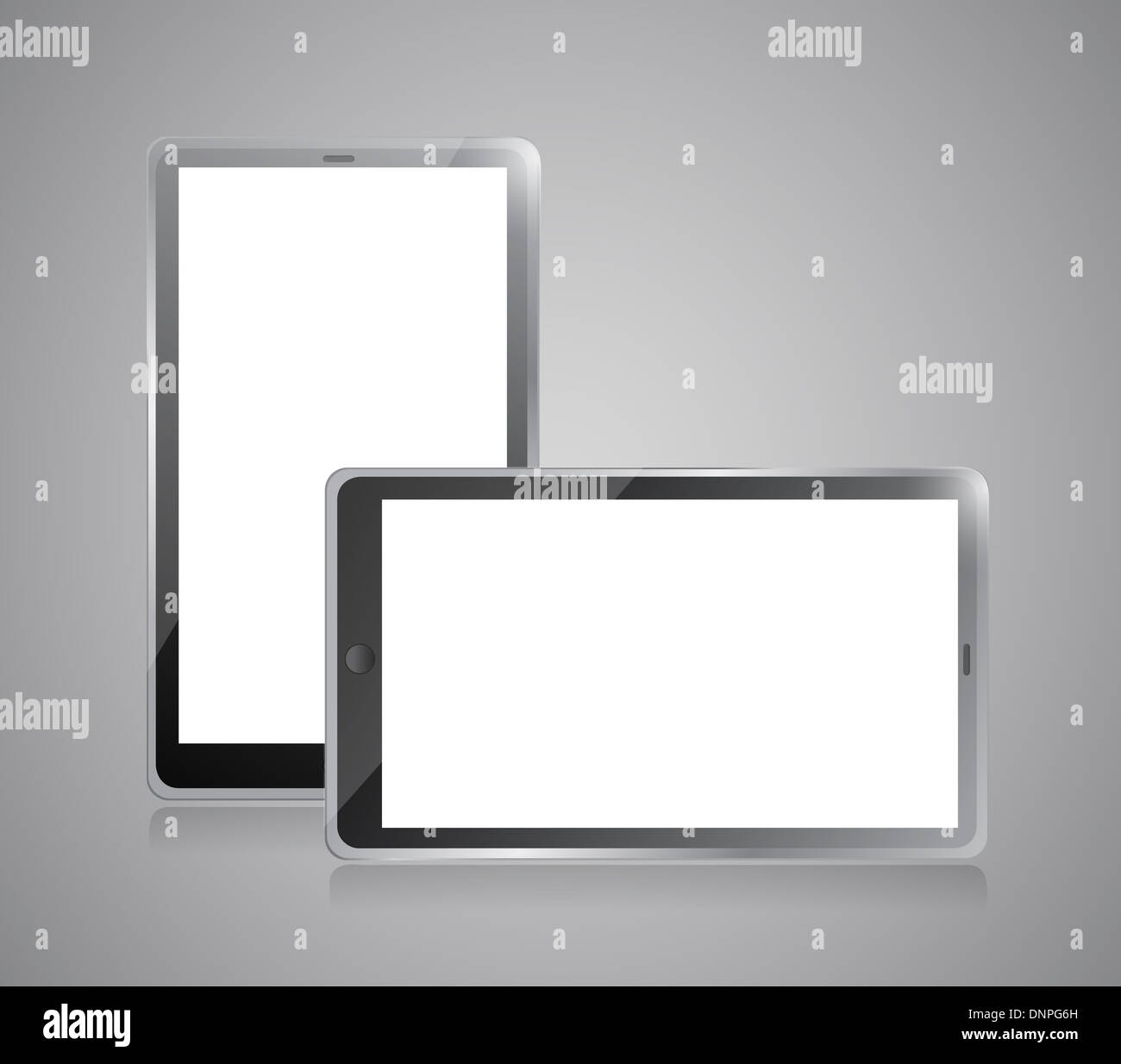 Black tablets pc illustration design on grey background Stock Photo - Alamy