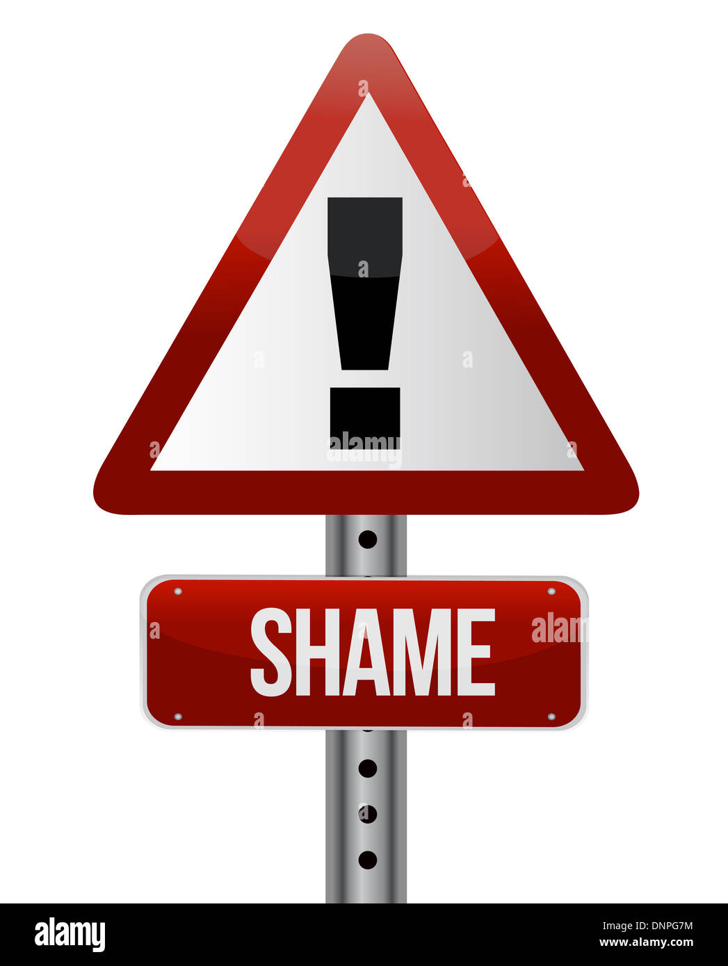 Warning sign with a shame concept Stock Photo - Alamy