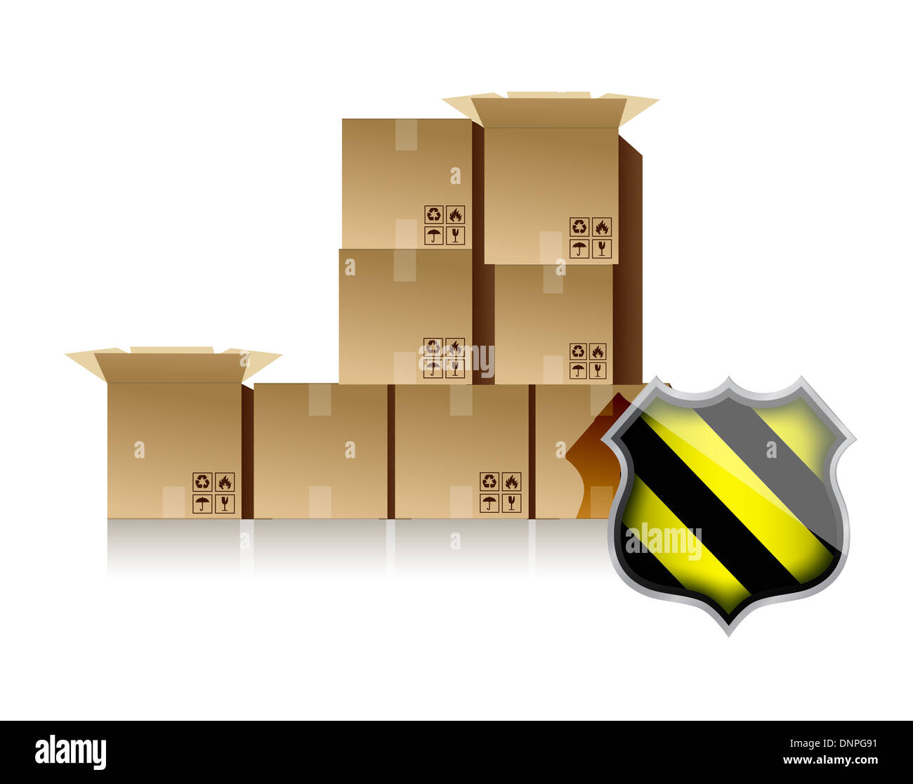 boxes and shield illustration design over white background Stock Photo ...