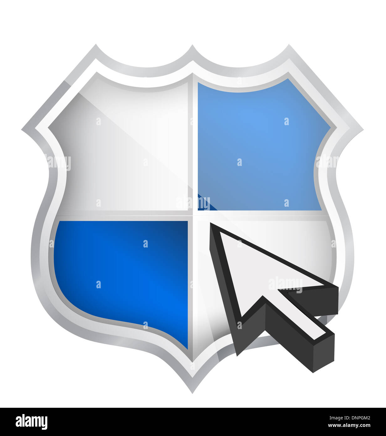 shield icon and cursor illustration design over white Stock Photo - Alamy