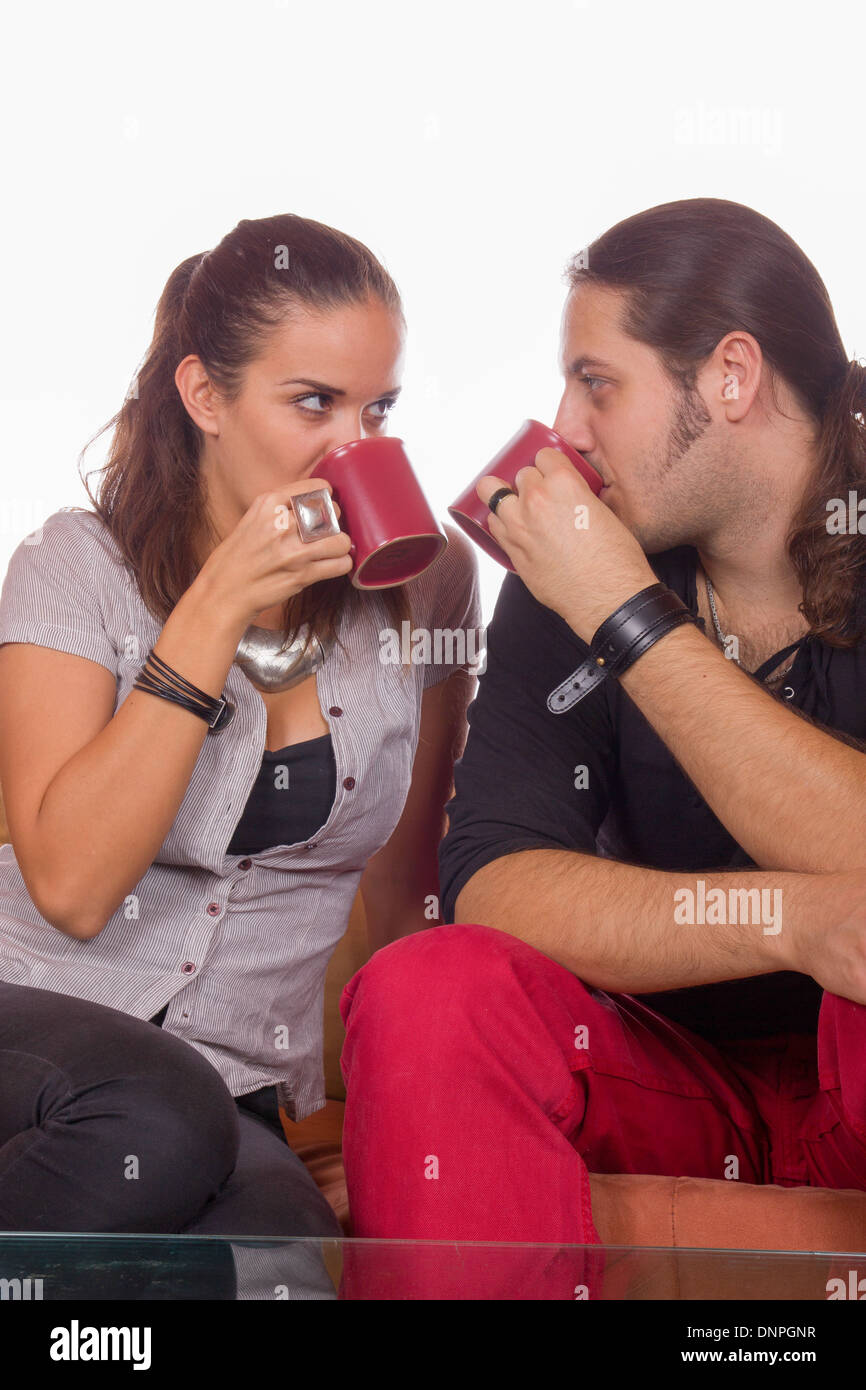 Lovely young romantic couple relaxing hi-res stock photography and ...