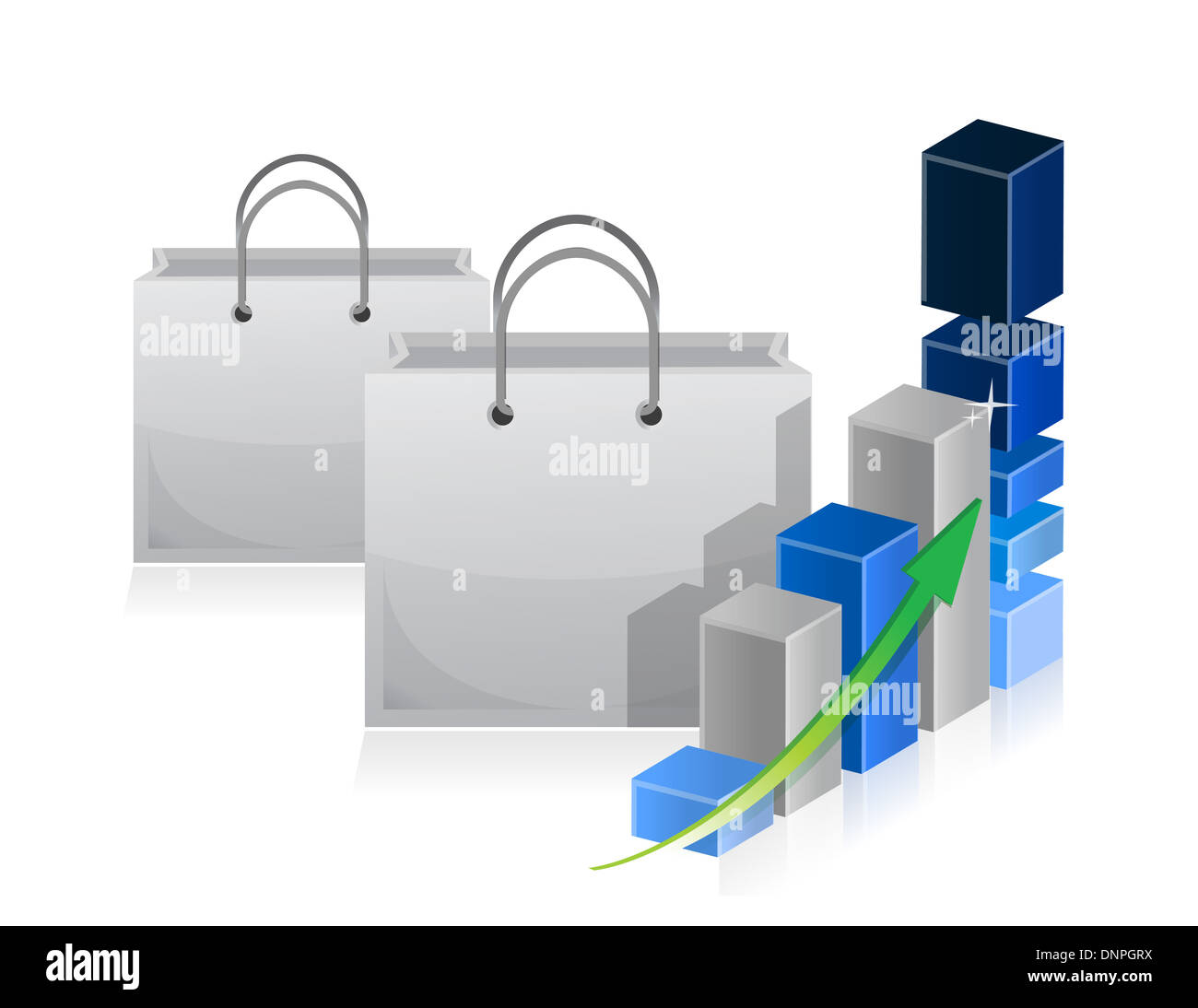 shopping bag Business graph illustration design over a white background ...