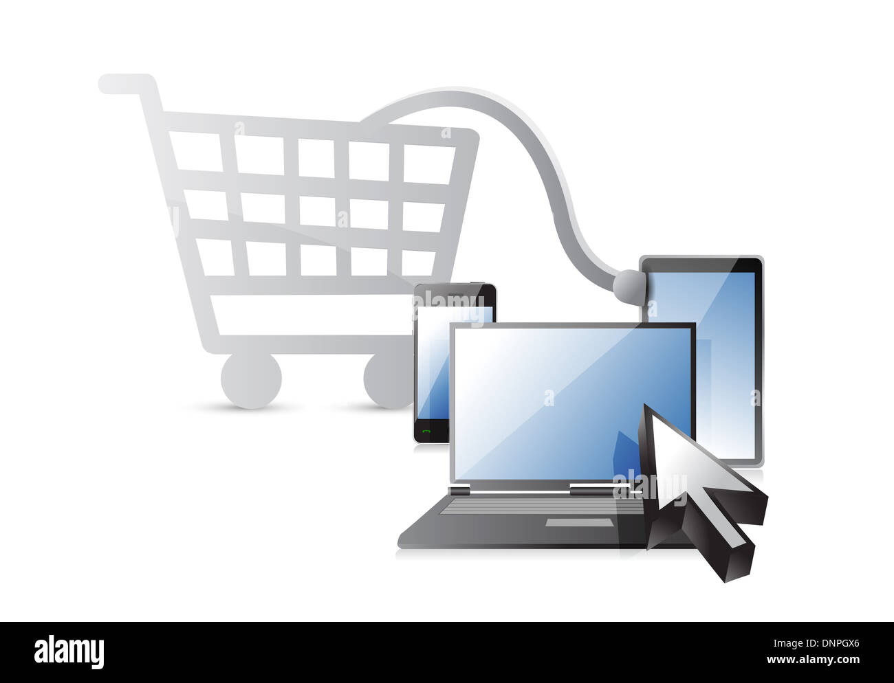 shopping cart electronic technology concept illustration design Stock ...