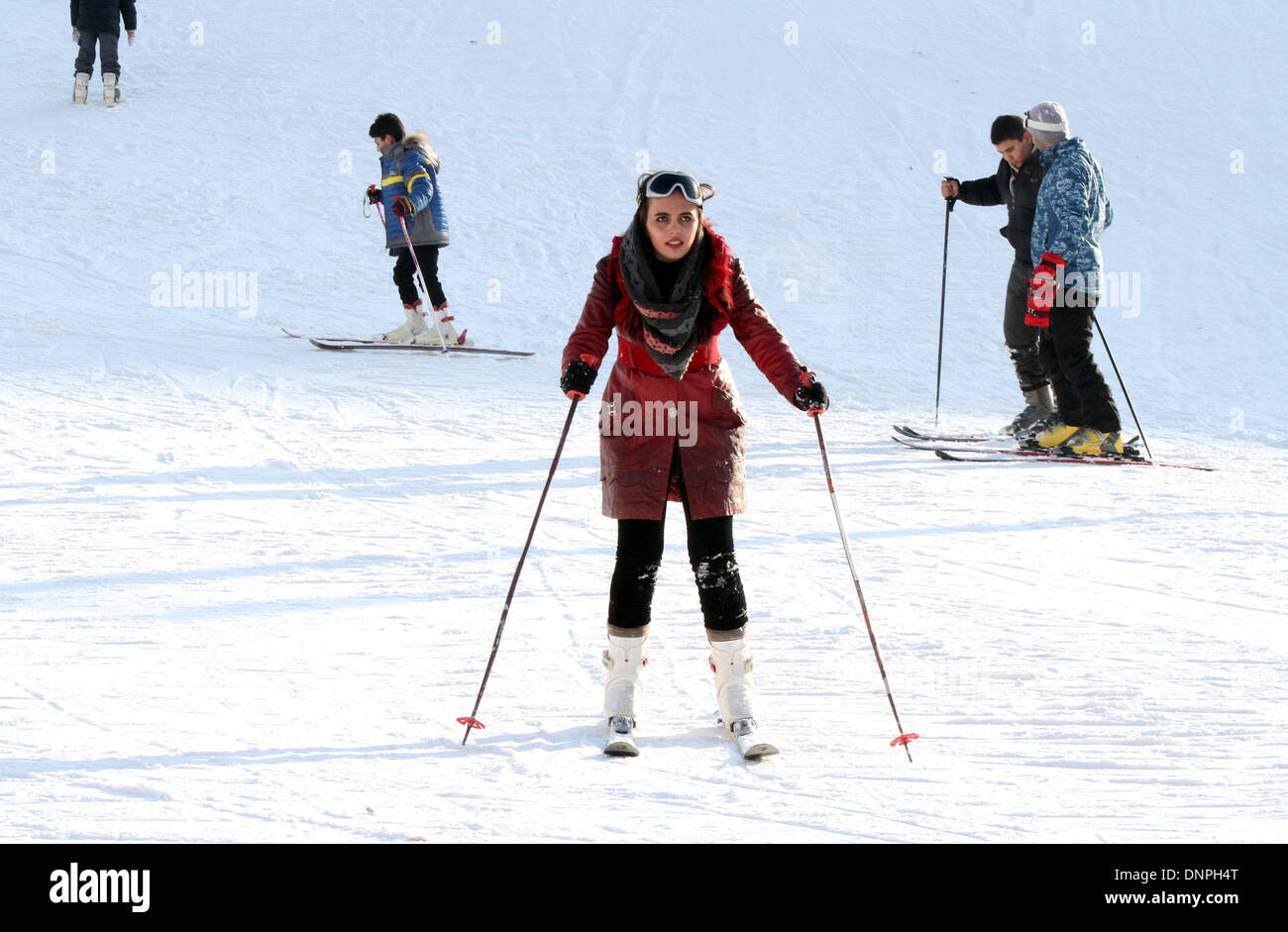 Tehran, Iran. 3rd Jan, 2014. People ski at the Shemshak ski resort in ...