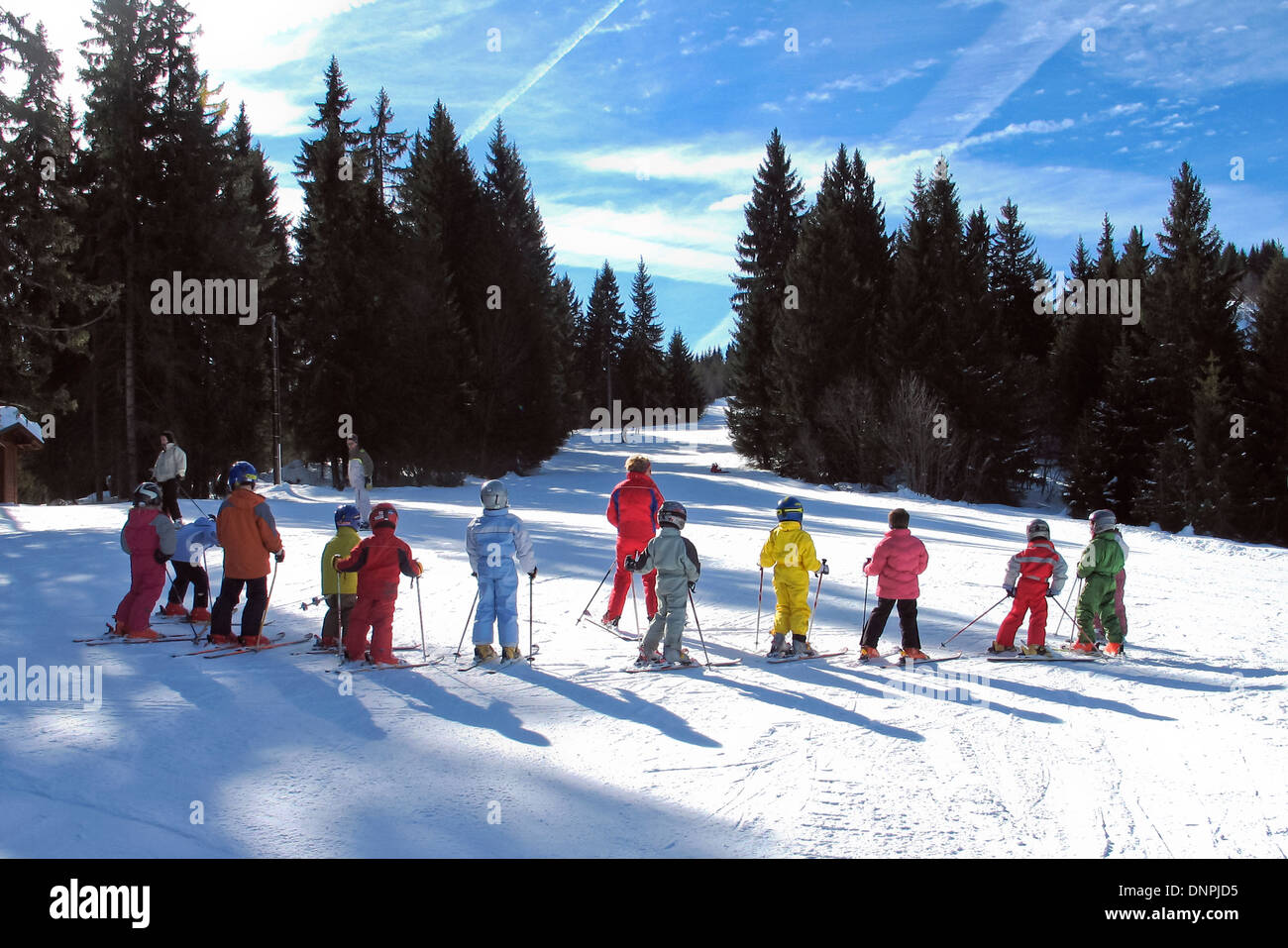 Ski school - Alps, France Stock Photo - Alamy