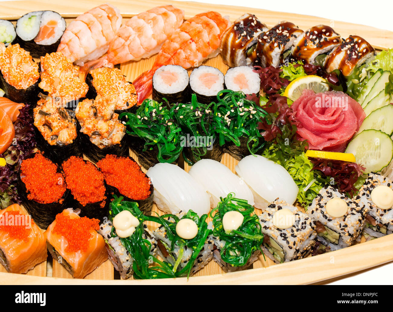 delicious seafood sushi at a Japanese restaurant Stock Photo - Alamy