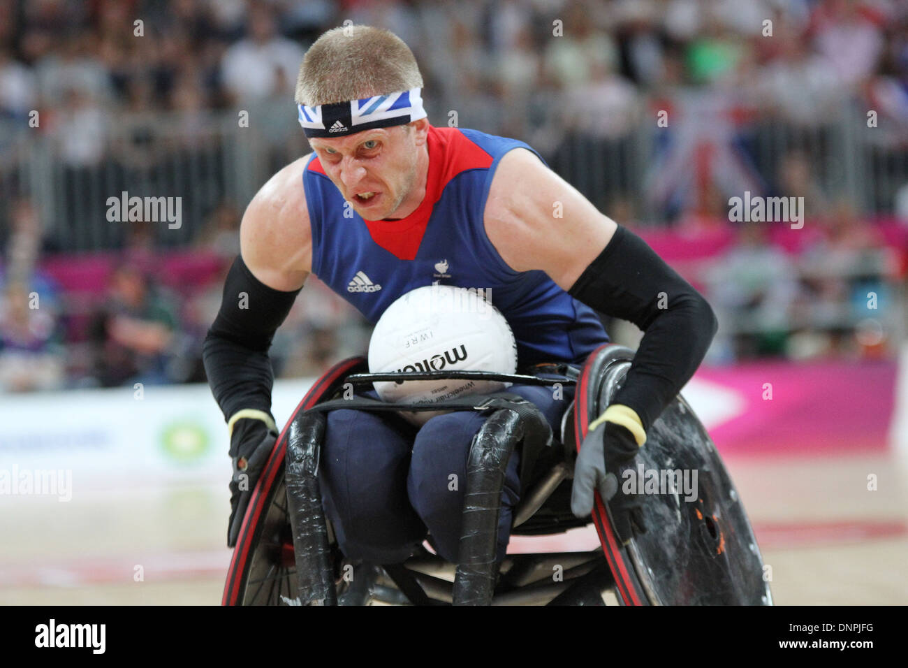 Aaron Phipps of GB v Japan in the wheelchair rugby (Pool Phase Group A ...