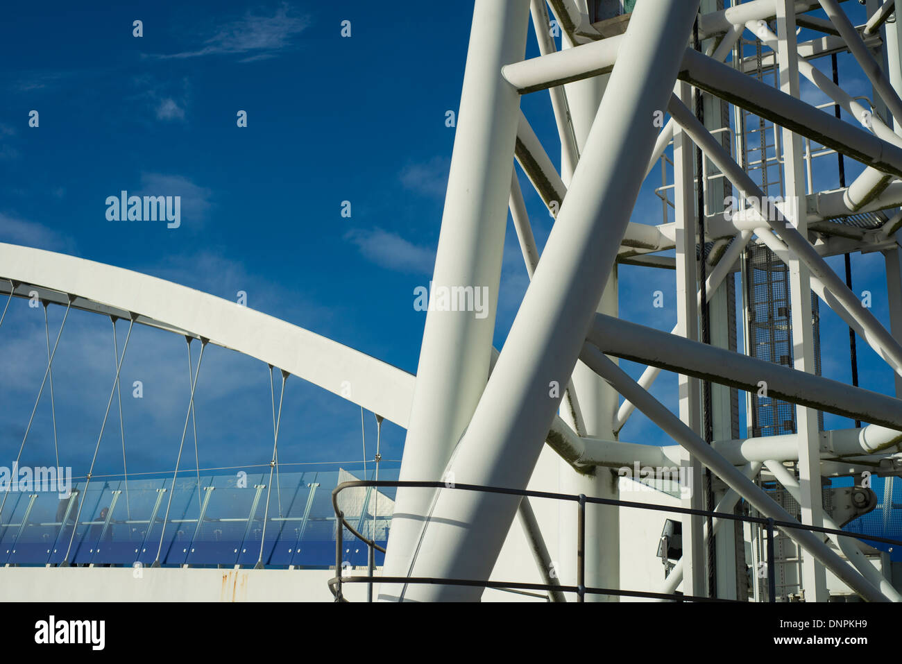 Abstract detail of the lift bridge, or Millennium footbridge, at ...