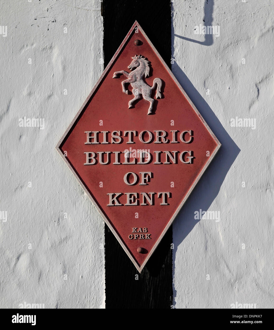 Diamond shaped red "Historic building of Kent" sign showing the Invicta ...