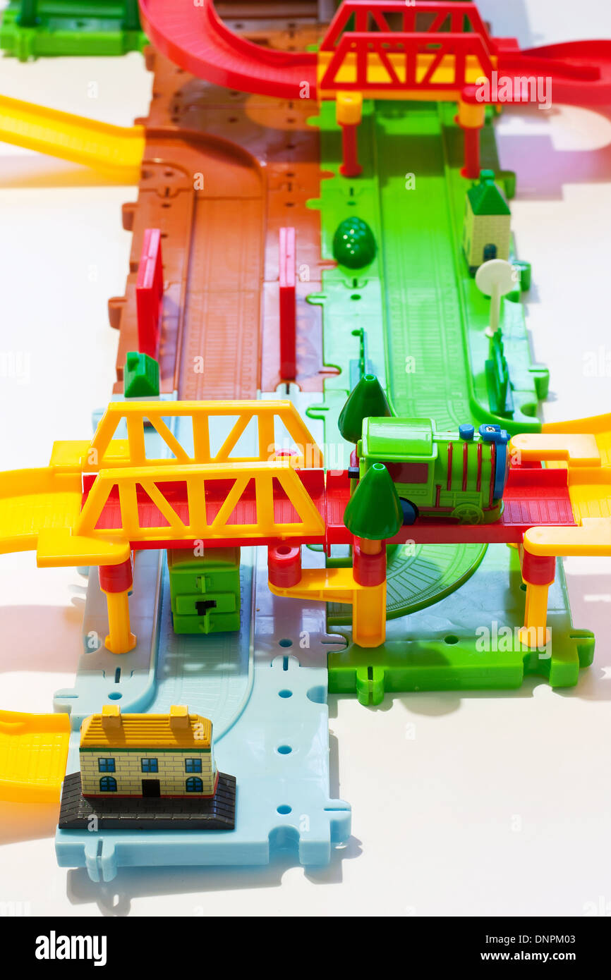 model railway different colors on a white background Stock Photo - Alamy