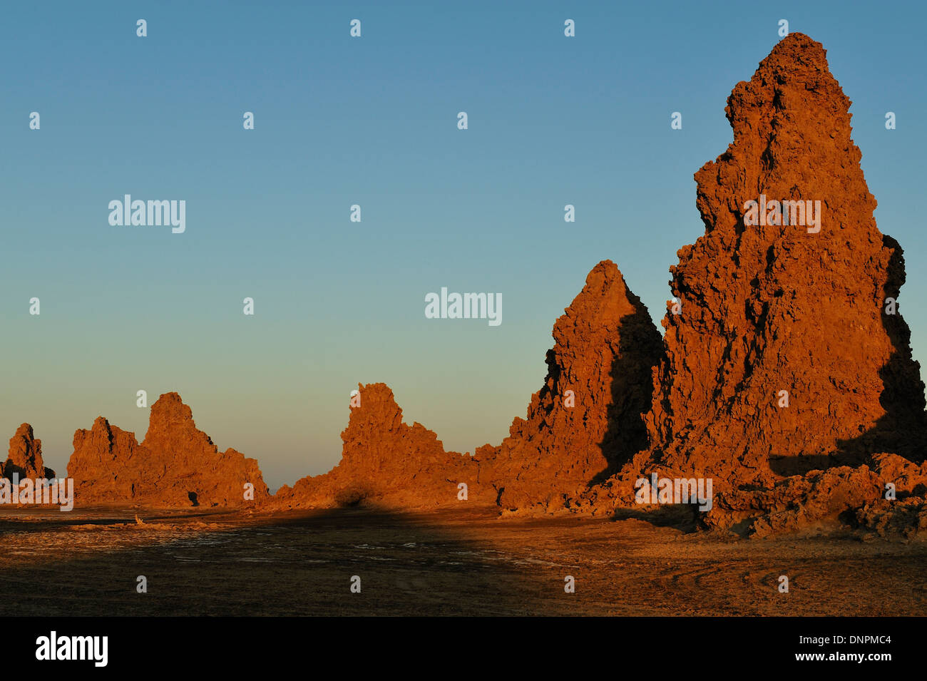 Limestone chimneys in Lake Abbe in Djibouti, horn of Africa Stock Photo ...
