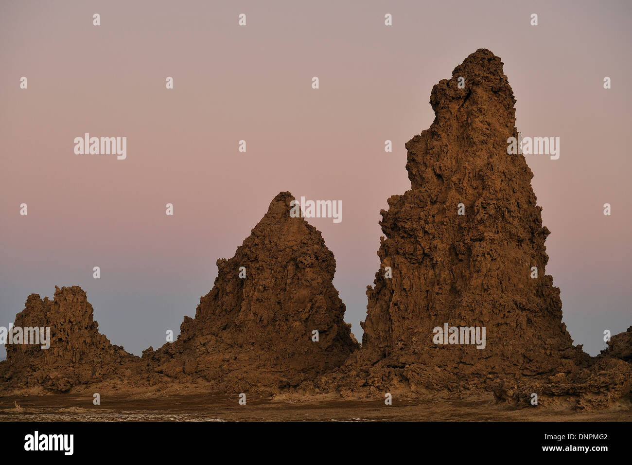Limestone chimneys in Lake Abbe in Djibouti, horn of Africa Stock Photo ...