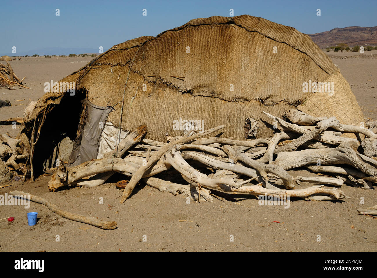 Afar hut in the south desert of Djibouti, Horn of Africa Stock Photo ...
