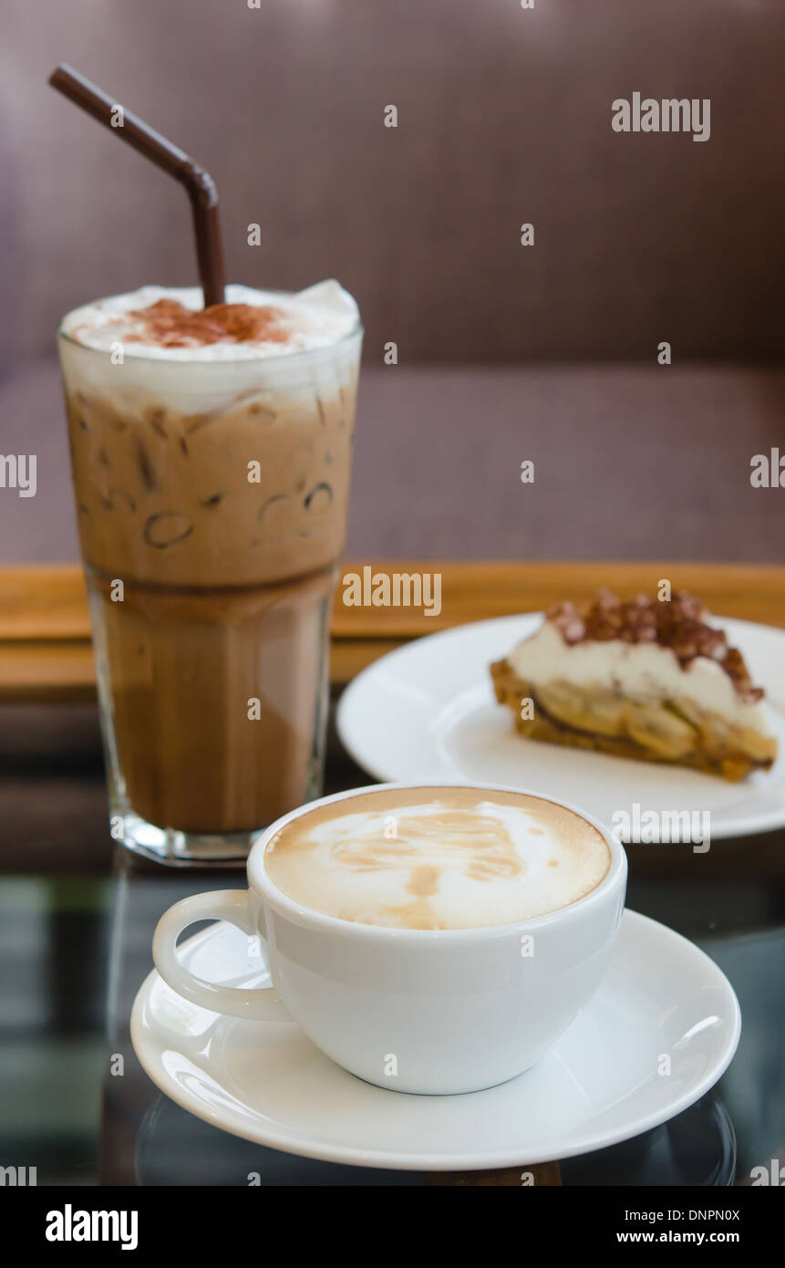 Cup of hot Coffee with Banoffee pie Stock Photo - Alamy