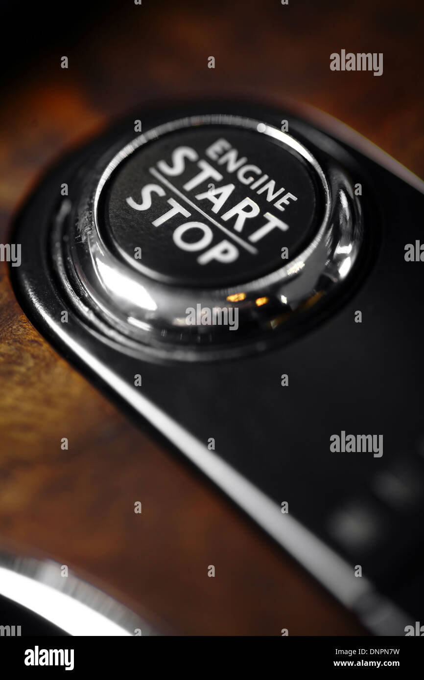 Detail on the start button in a car Stock Photo - Alamy