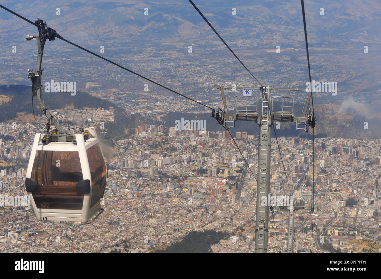 Aerial tramway also known as Teleferico, Quito city, capital of Ecuador ...