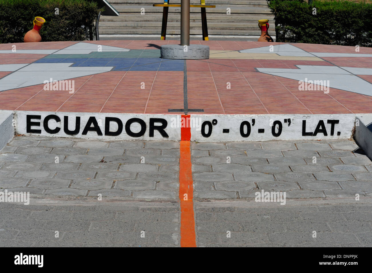 Orange line showing equator of Ciudad Mitad del Mundo (Middlle of the ...