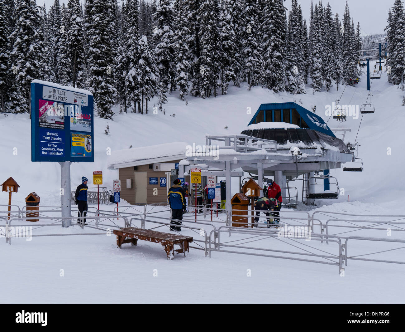 Bullet Express chairlift, Big White Ski Resort, British Columbia ...