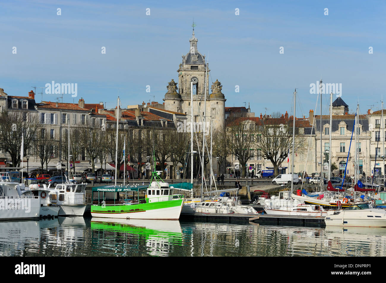 Boats anchored in the harbor of La Rochelle, Charente-Maritime, France ...