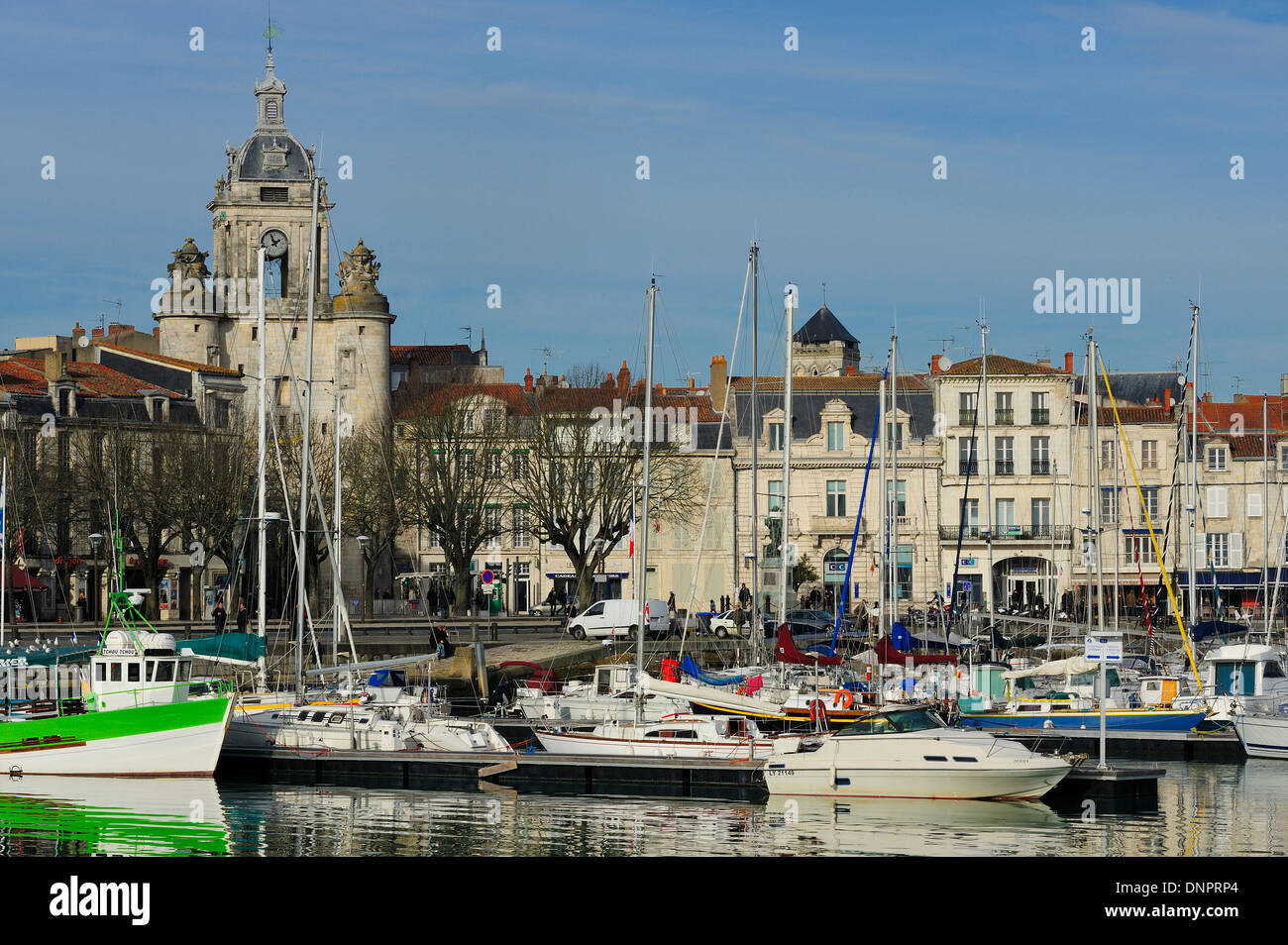 Boats anchored in the harbor of La Rochelle, Charente-Maritime, France ...