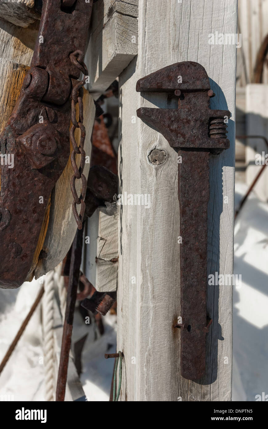 Tools outside Shackleton's Nimrod Expedition Hut, Cape Royds, Ross Sea ...