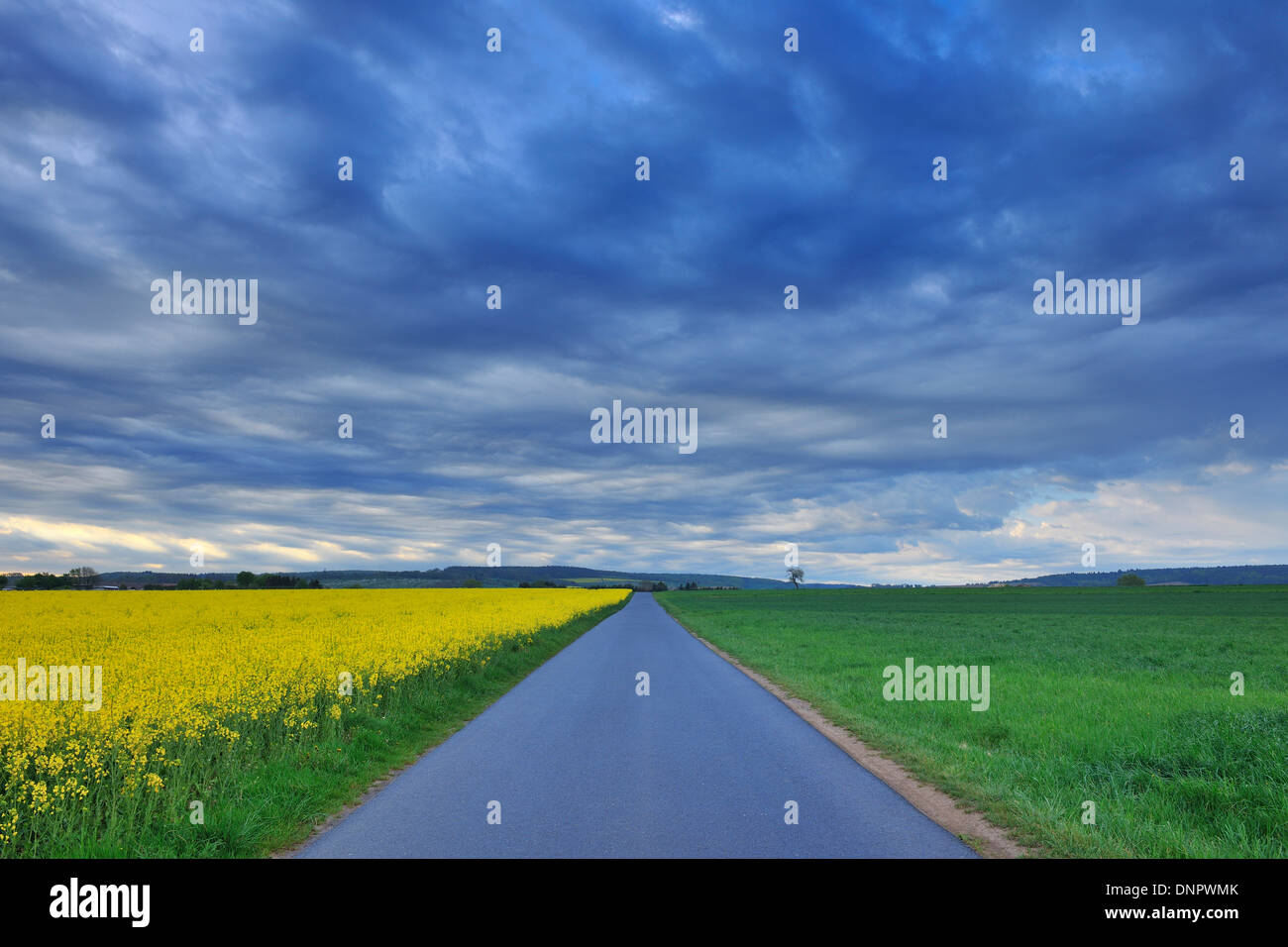 Road through Fields, Grossostheim, Bachgau, Bavaria, Germany Stock ...