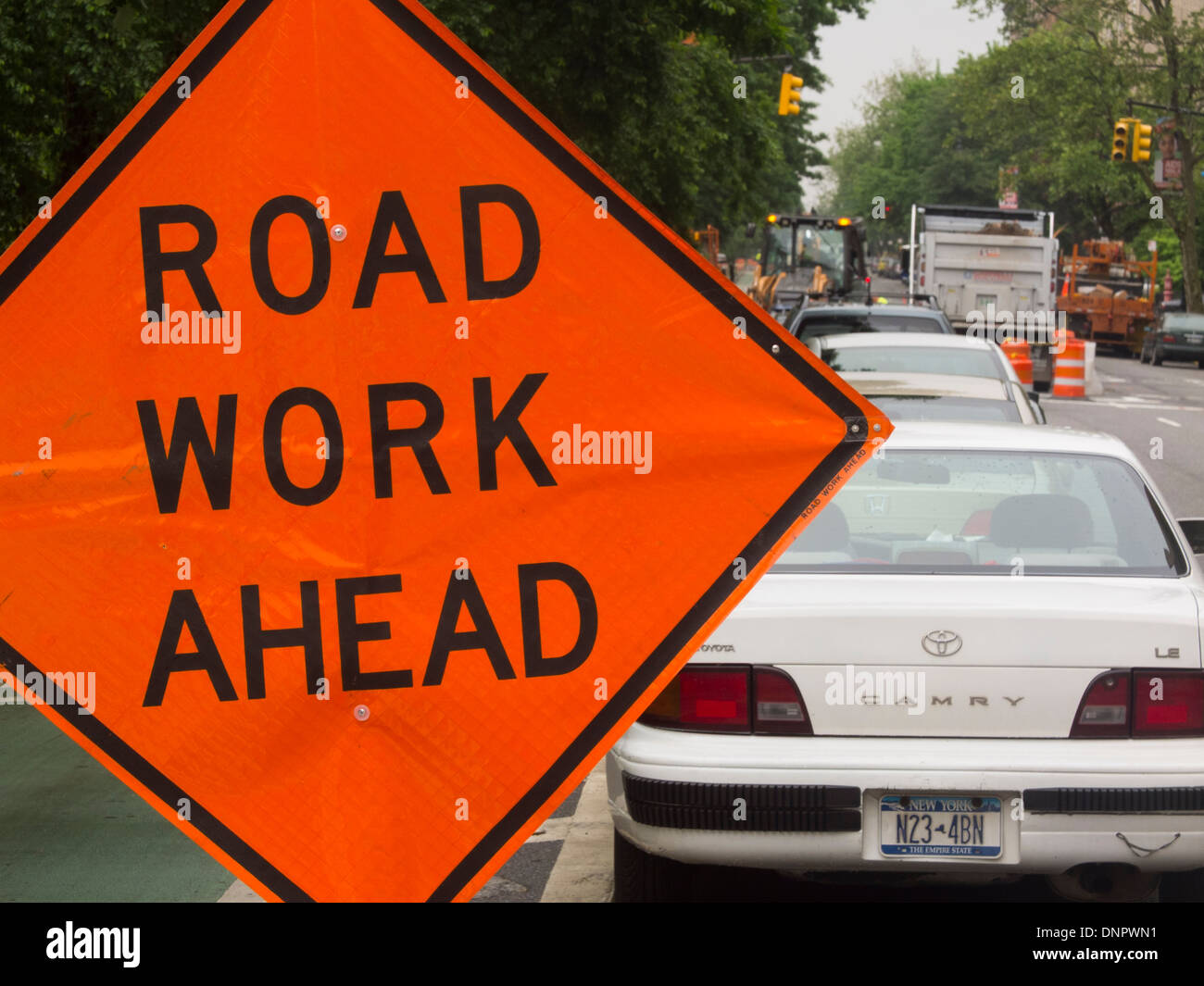 road work ahead sign Stock Photo - Alamy