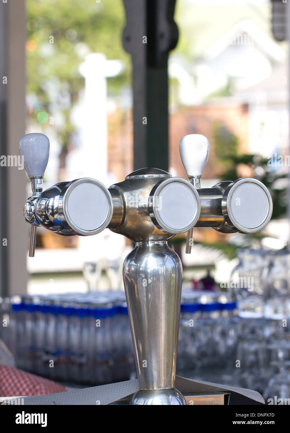 Beer taps at the restaurant Stock Photo - Alamy
