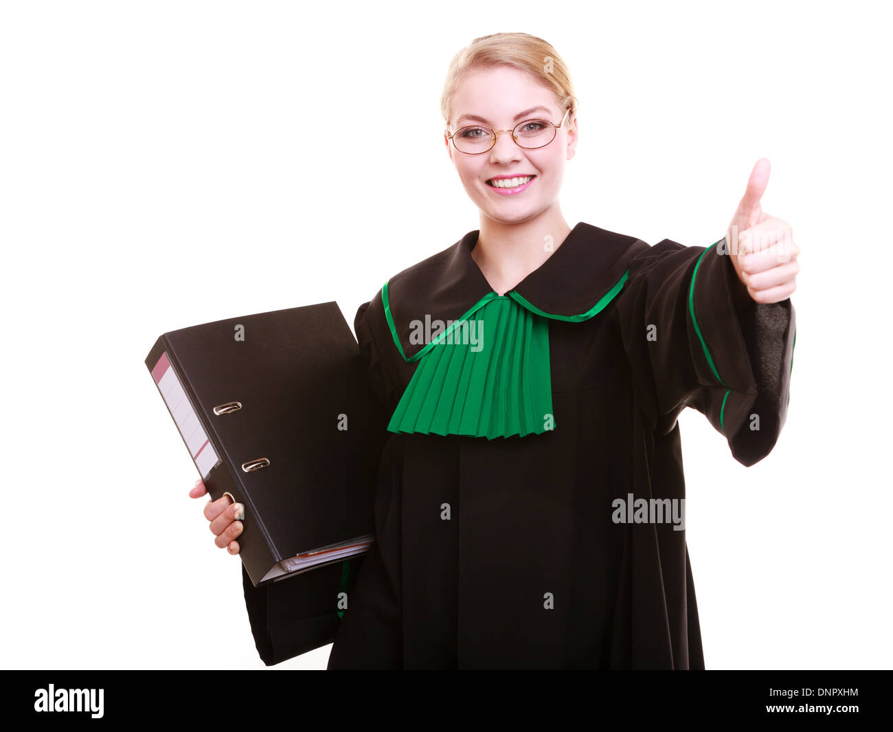 woman lawyer attorney wearing classic polish (Poland) black green gown ...