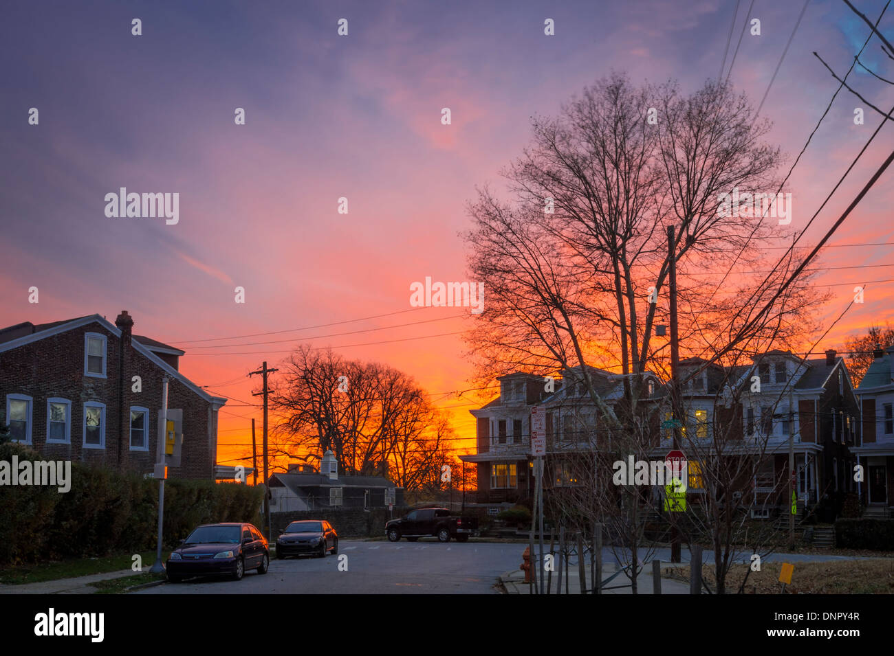 Urban Neighborhood Sunset, Philadelphia, USA Stock Photo - Alamy