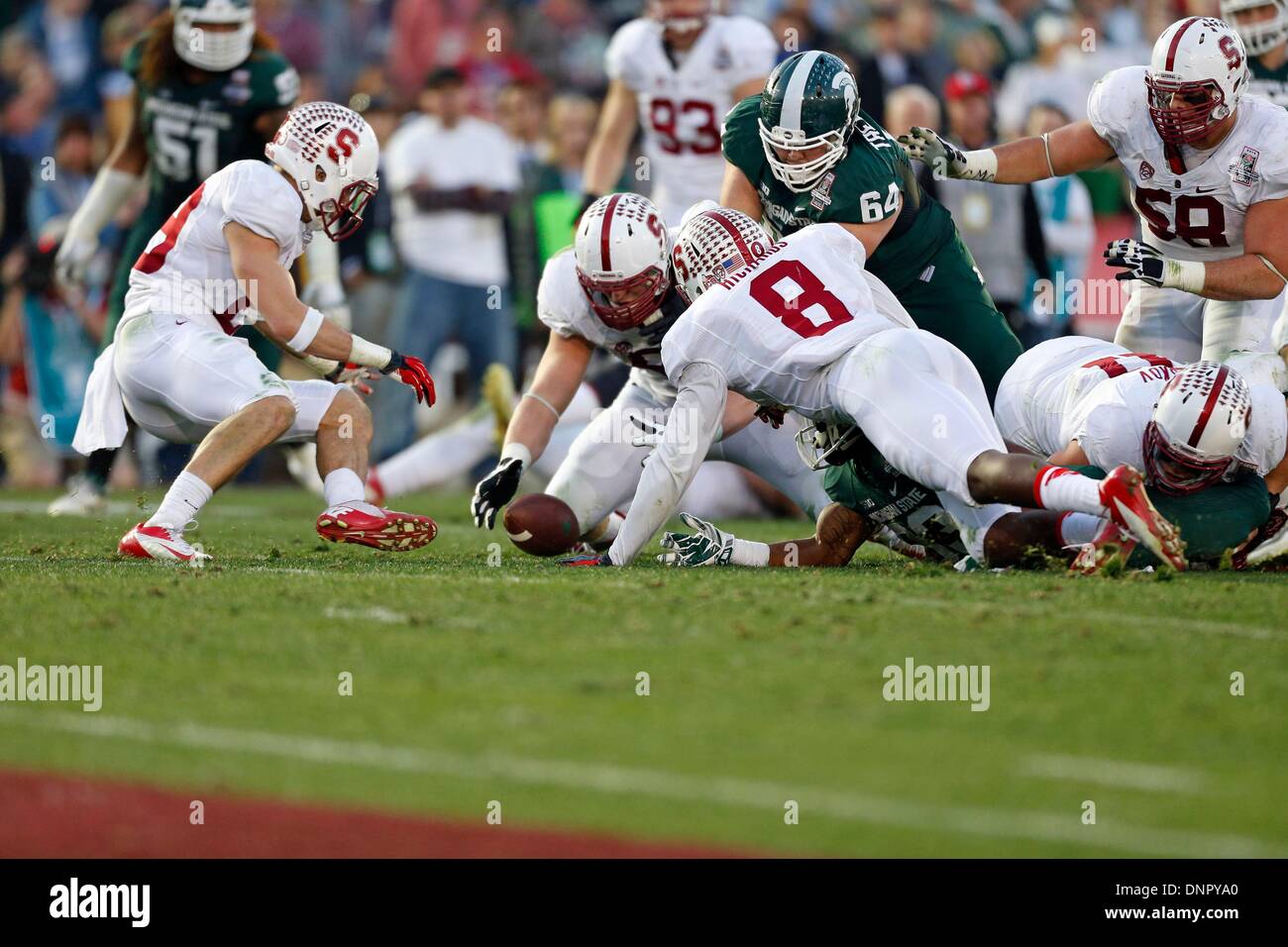 Pasadena, California, USA. 01st Jan, 2014. Stanford Cardinal defensive ...